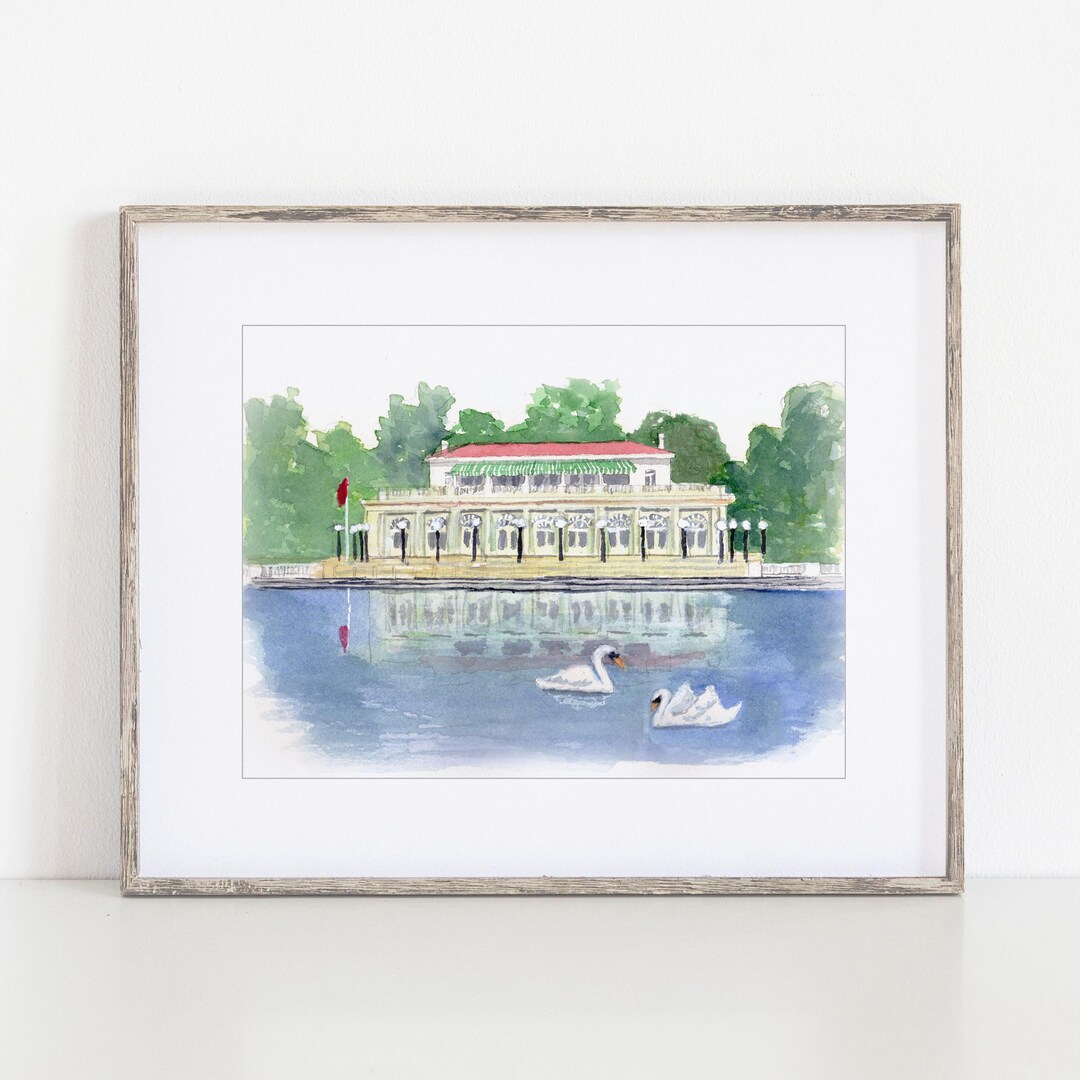 Prospect Park Boat House #2, Watercolor Art Print, 8x10" or 11x14 ...