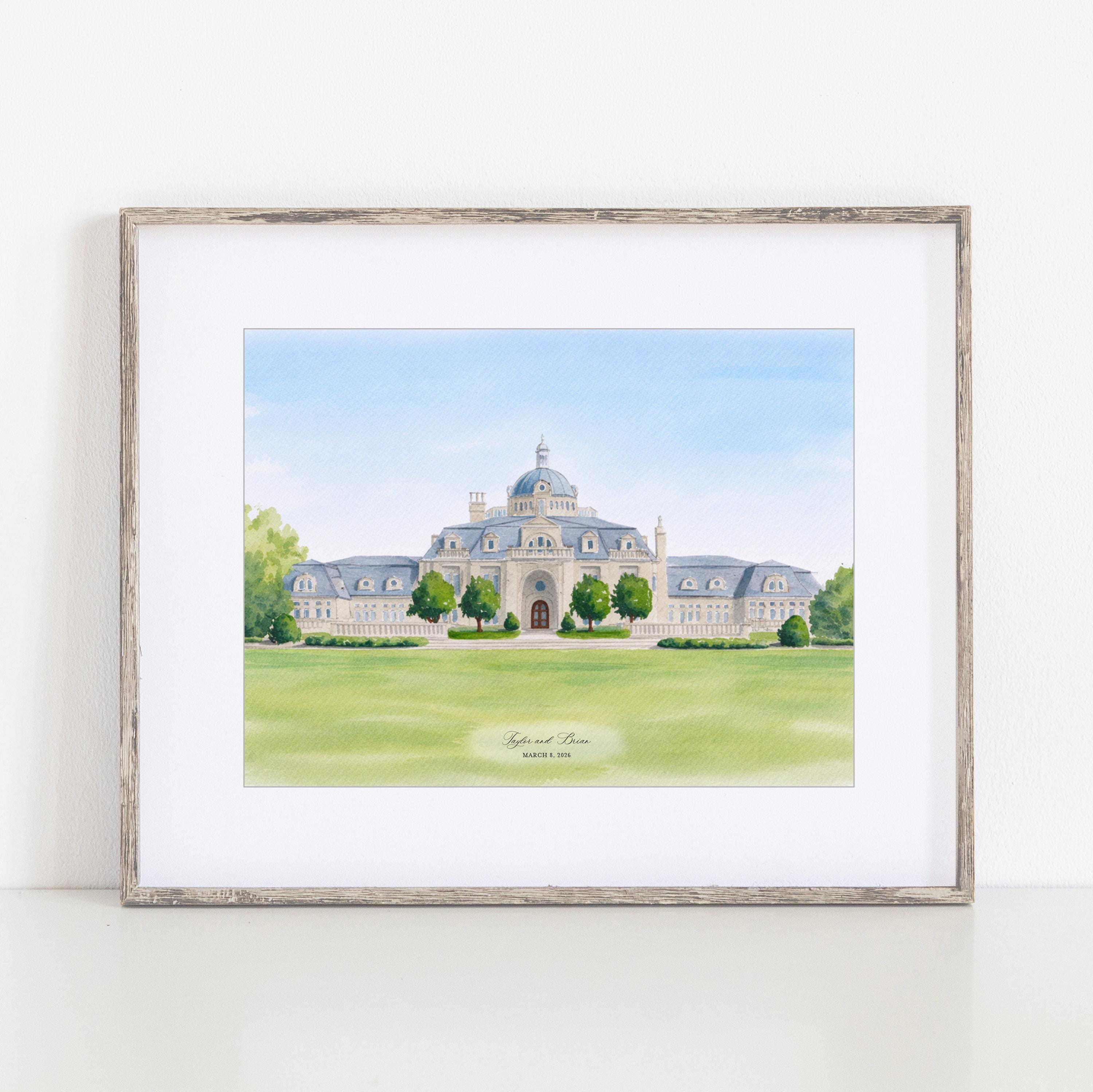 The Olana, Watercolor Art Print, 8x10" 11x14" Hickory Creek, Texas ...