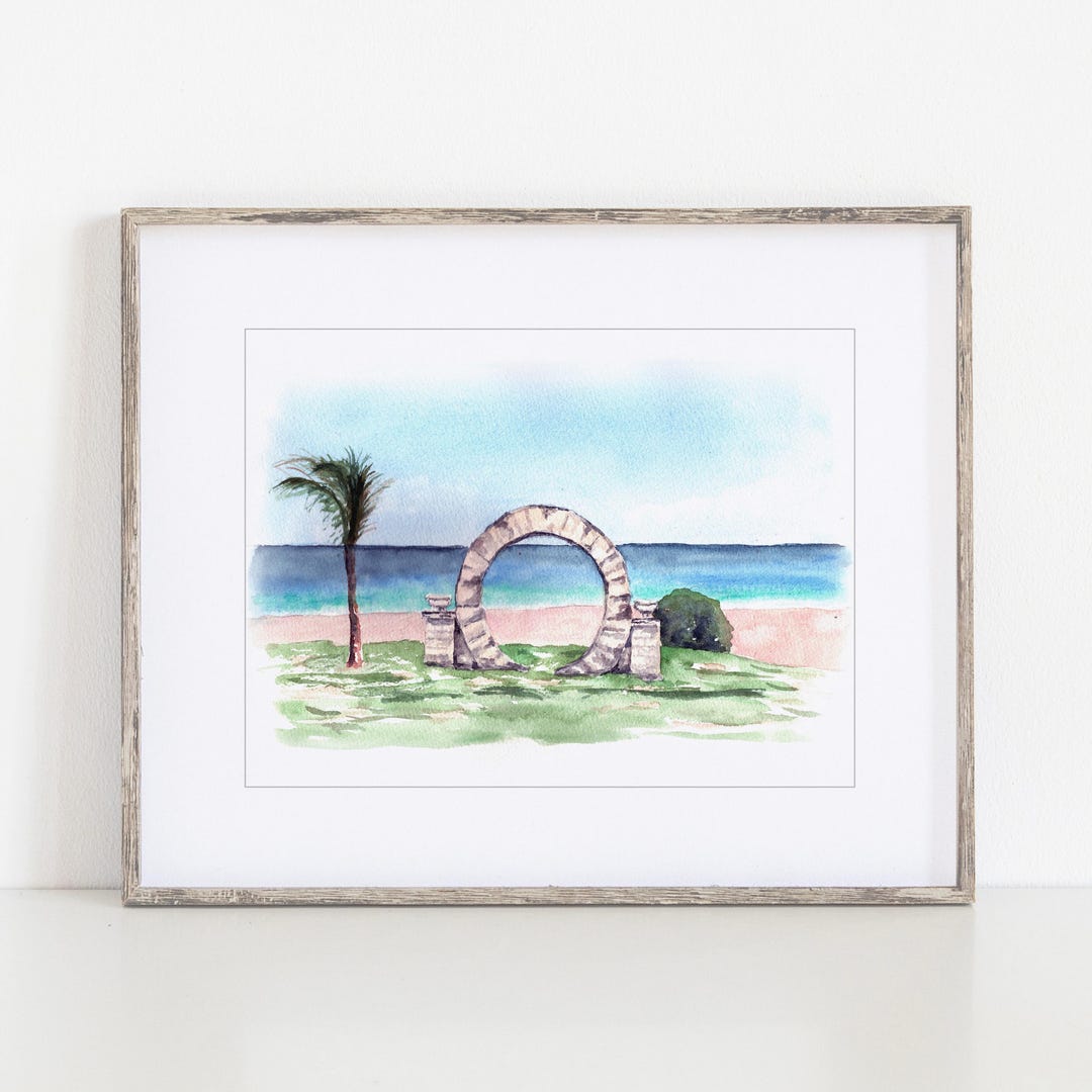 Bermuda Moongate Watercolor Art Print, 8x10", Bermuda, Print of a Hand ...