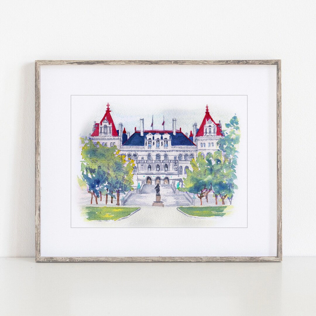The Albany Capital Watercolor Art Print, 8x10" 11x14" Albany New York ...