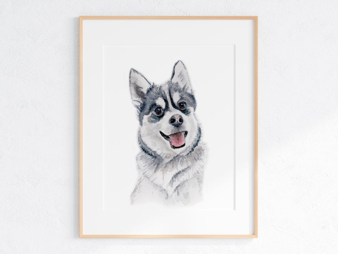 Husky Watercolor Art Print of a Hand-painted Original Painting by Ivory ...