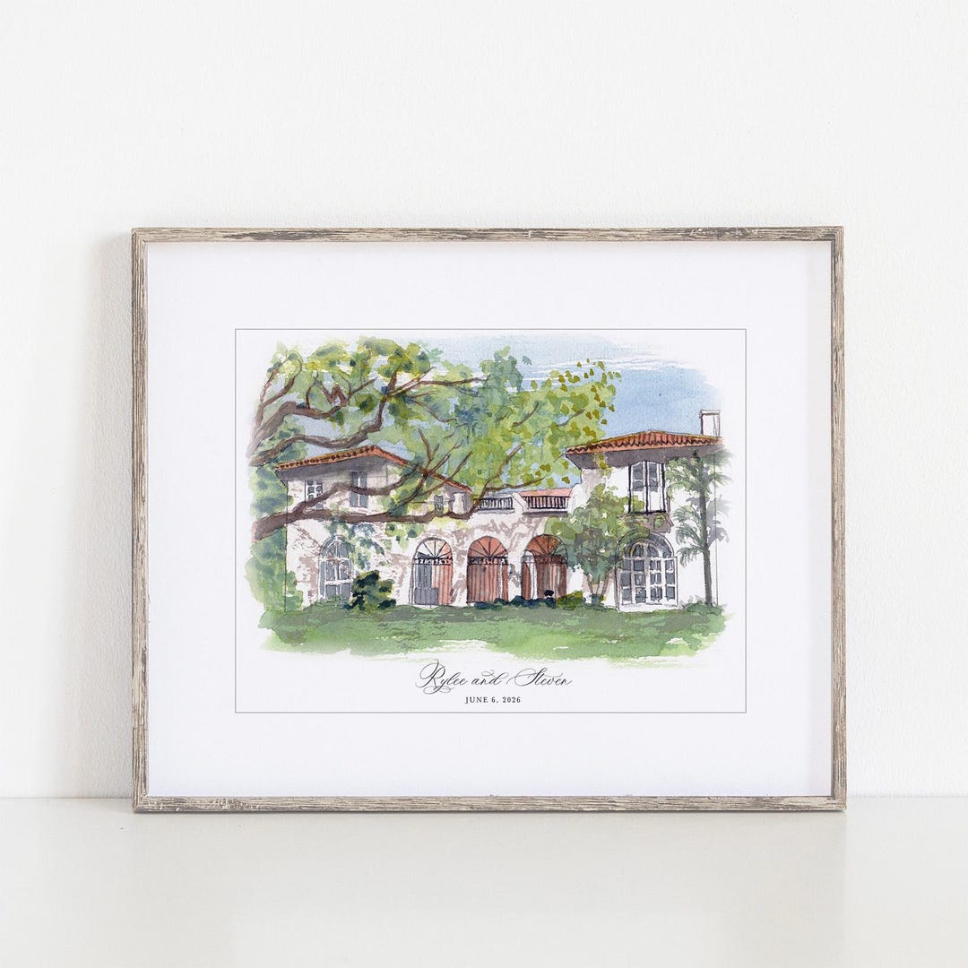 Villa Woodbine Watercolor Print: Miami Wedding Venue Art 8x10" or 11x14 ...