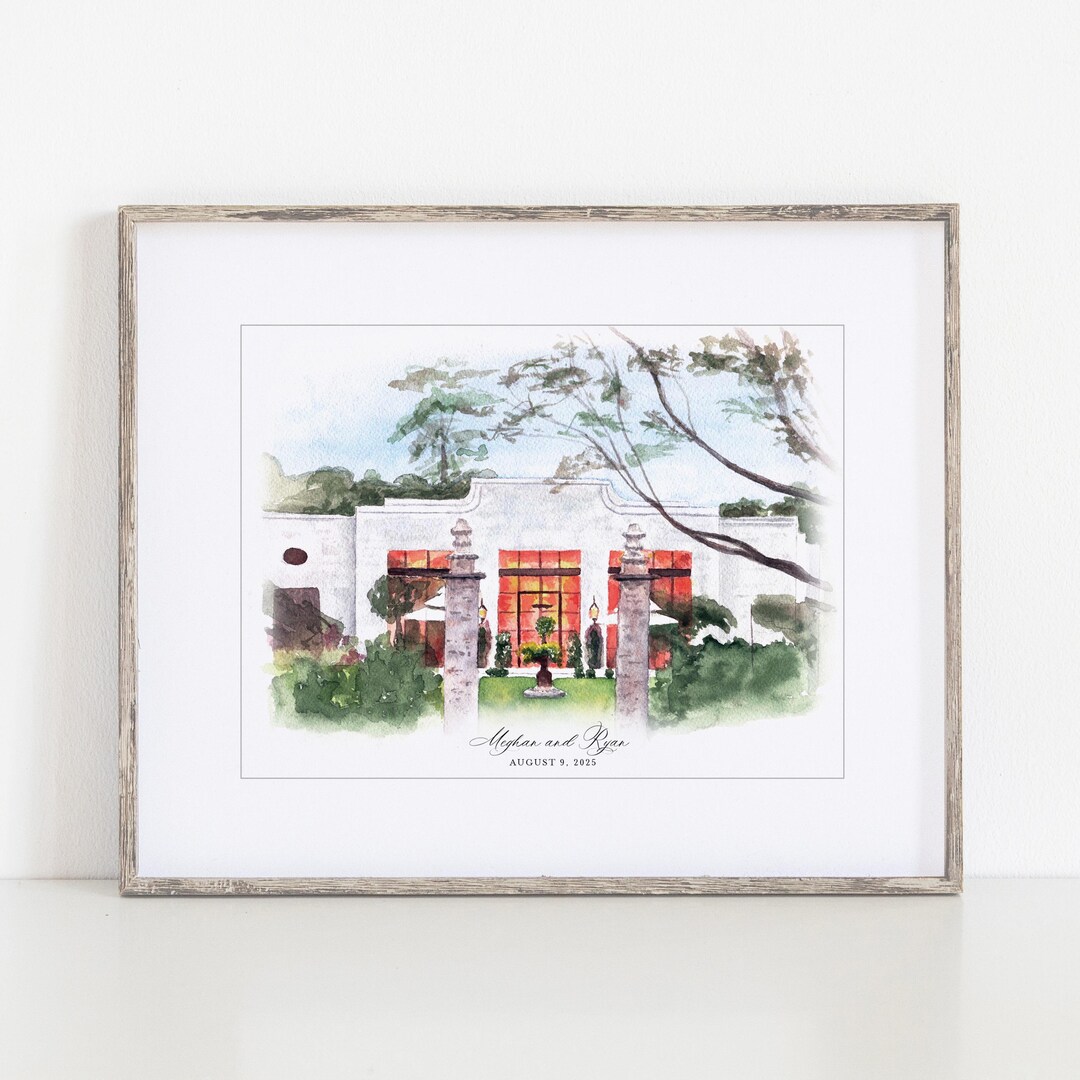 Wrightsville Manor Watercolor Art Print, 8x10" or 11x14" Wedding Gift ...