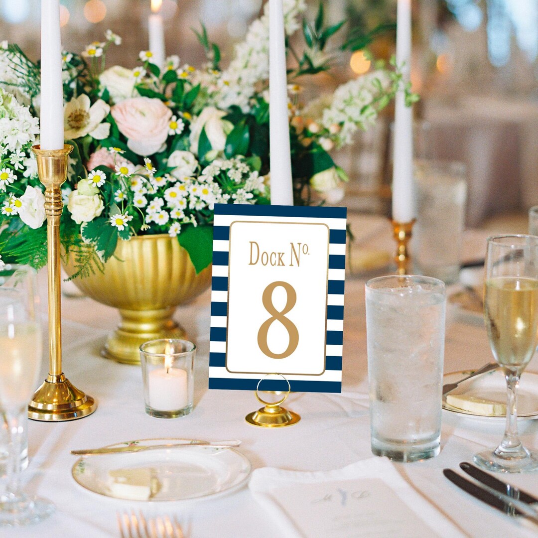 Digital Download - Nautical Stripe Table Numbers - Blue and White ...