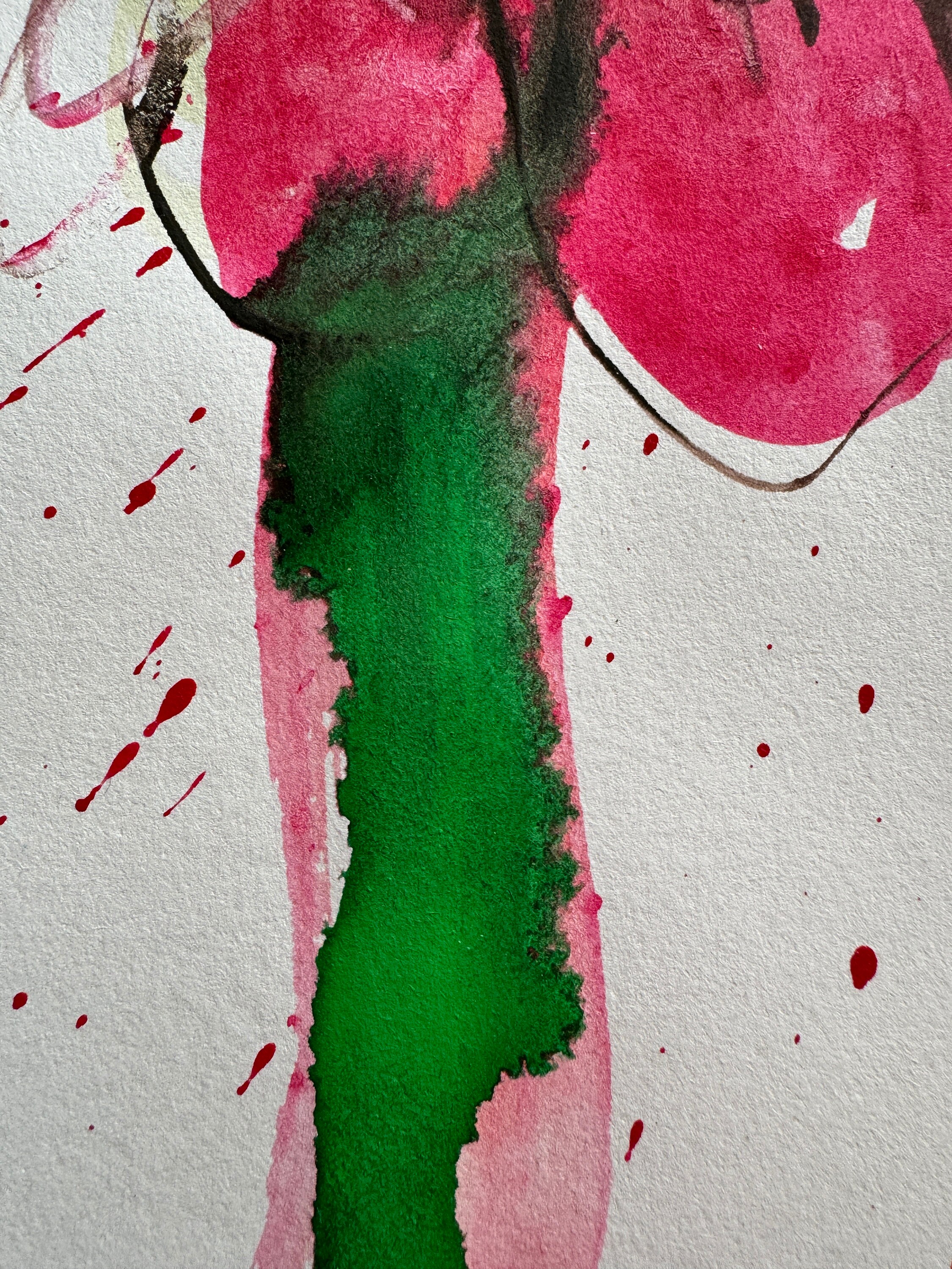 Pink Daisy Flower Painting on Paper - Wall Art - Autistic Artist ...