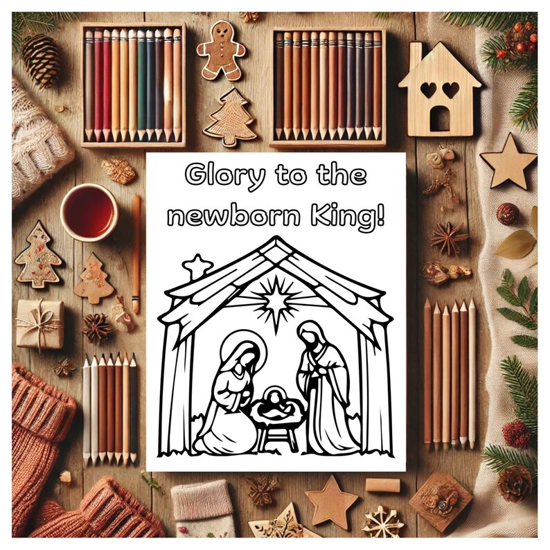 Christmas Printable Coloring Page With Bible Verse - Etsy UK