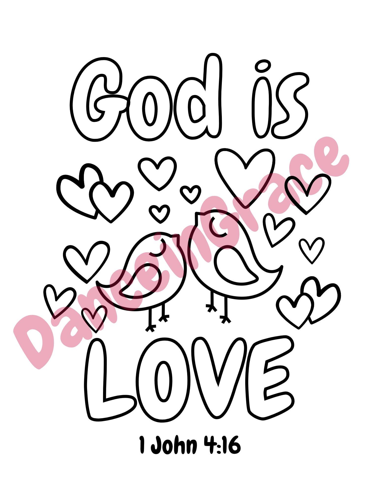 Valentine's Day Printable Coloring Page Christian Art Color Sheet ...