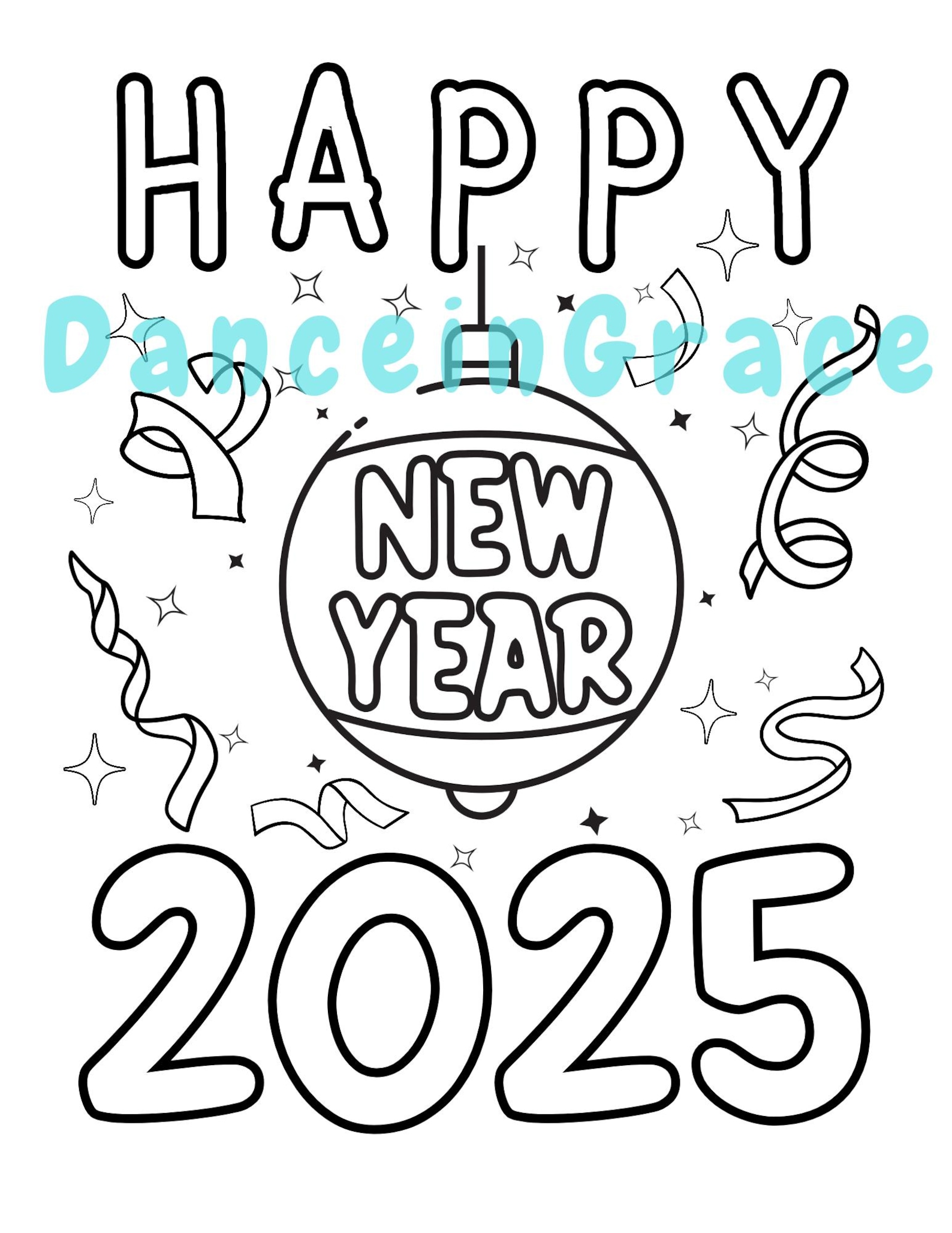 New Year 2025 January Printable Coloring Page Art Color Sheet Activity ...