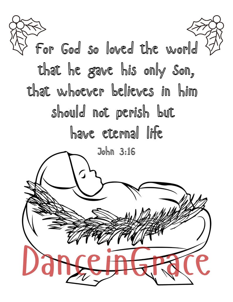 Christmas Printable Coloring Page With Bible Verse - Etsy