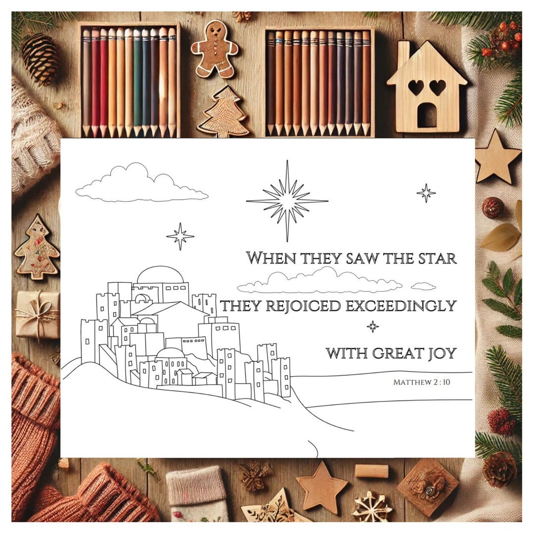 Christmas Printable Coloring Page With Bible Verse - Etsy