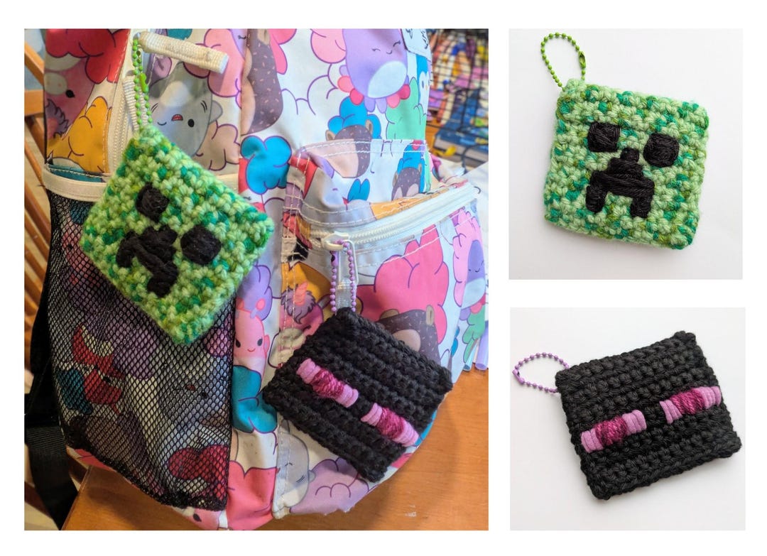 Minecraft Inspired Crocheted Key Chains - Mob Head Handmade Cube Charms ...