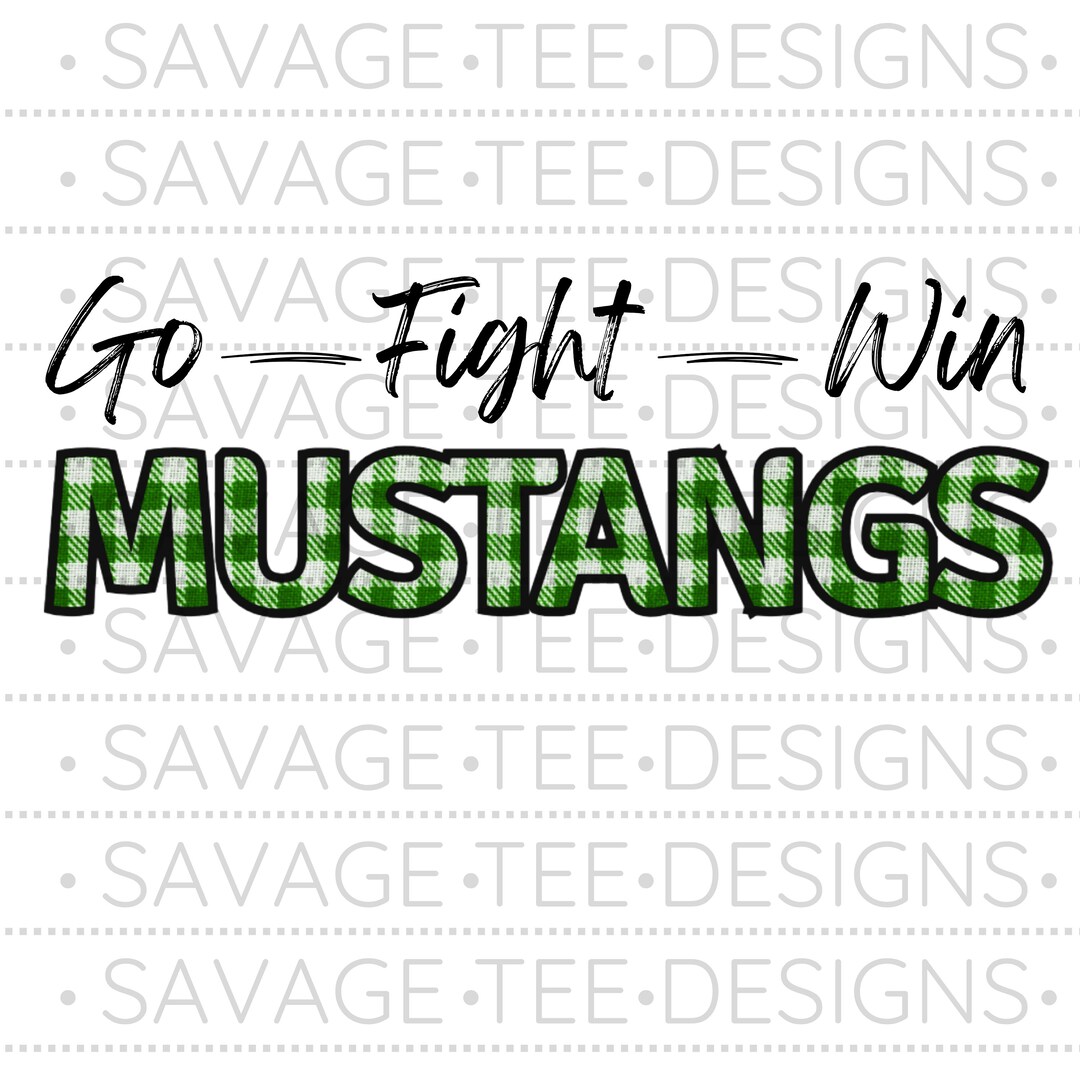 Mustangs Mascot, Go Fight Win, Green and Black, PNG, Digital Tshirt ...
