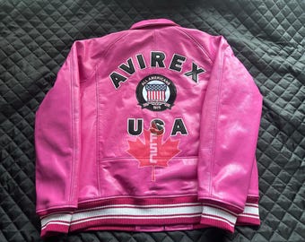 Handmade Men's Avirex Real Cowhide Leather Jacket Blue USA New Edition Avirex Jacket ...