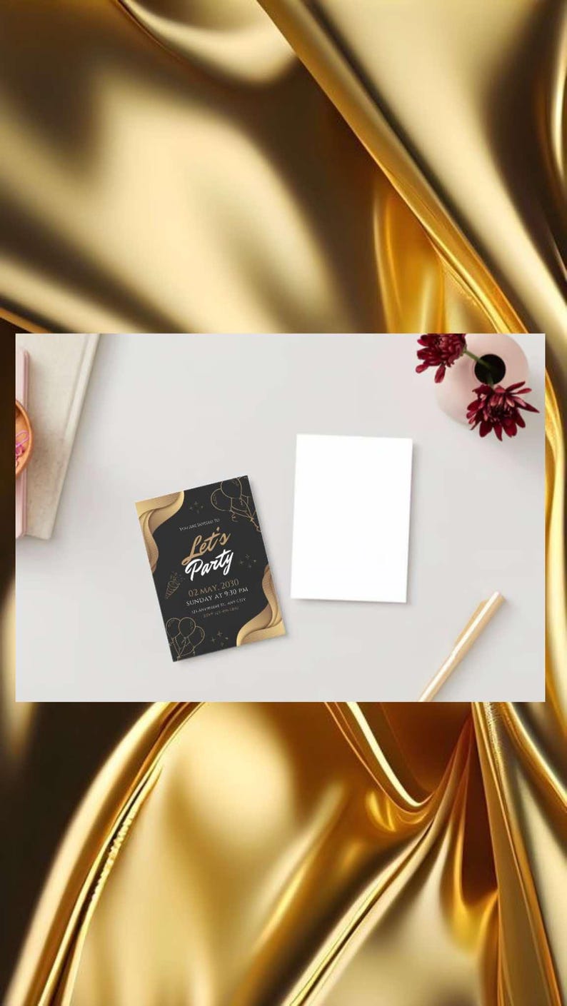 Golden Theme Birthday Invitation - Etsy