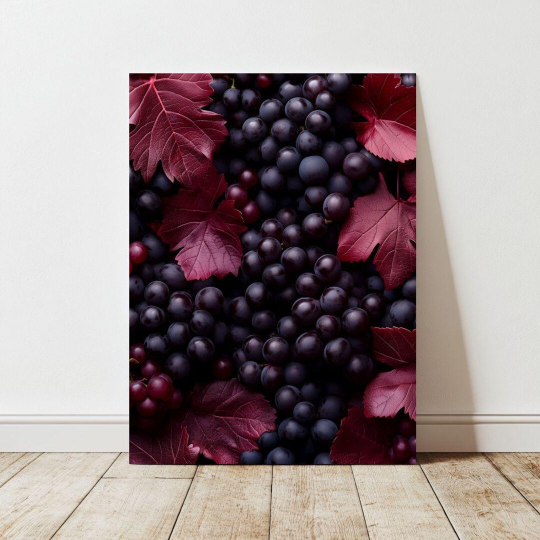 Grapes, Printable, Maroon Color, Background, Wall Art for Kitchen ...