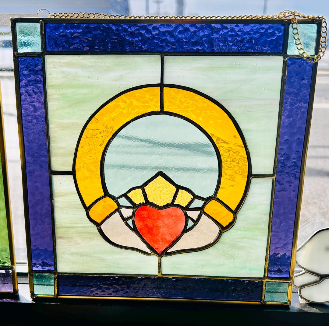 Irish Claddagh...stained Glass Sun Catcher - Etsy