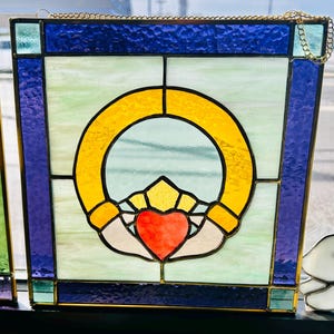 Irish Claddagh...stained Glass Sun Catcher - Etsy