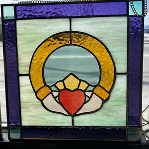 Irish Claddagh...stained Glass Sun Catcher - Etsy