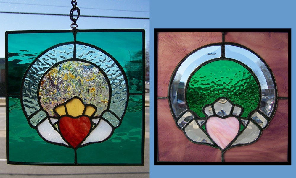 Irish Claddagh...stained glass sun catcher | Etsy