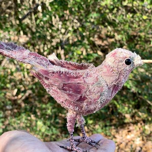 Textile Bird Sculpture - Patchwork Fantasy Bird - Handmade Textile Bird ...