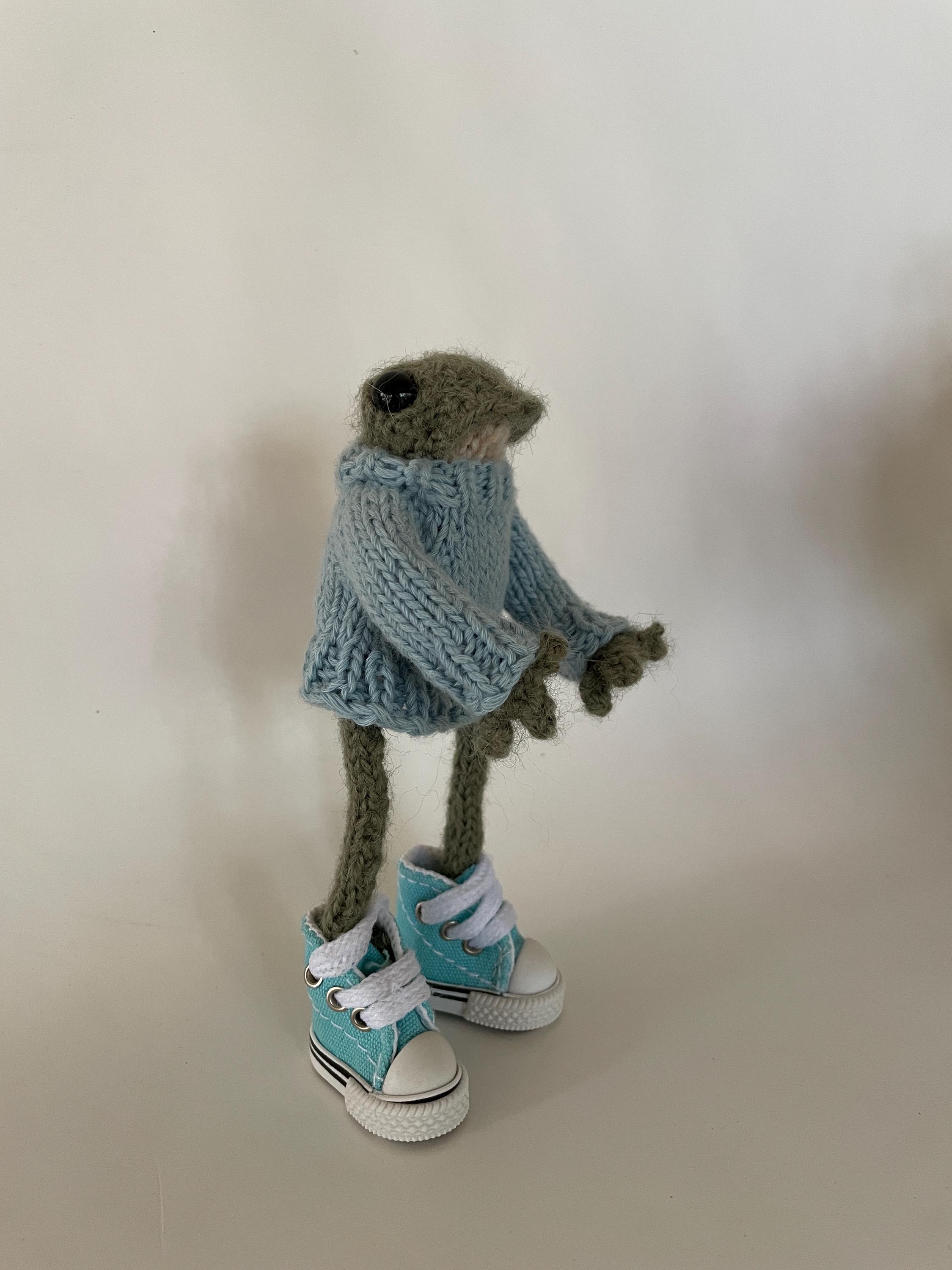 Knitted Frog With Sweater and Shoes - Etsy