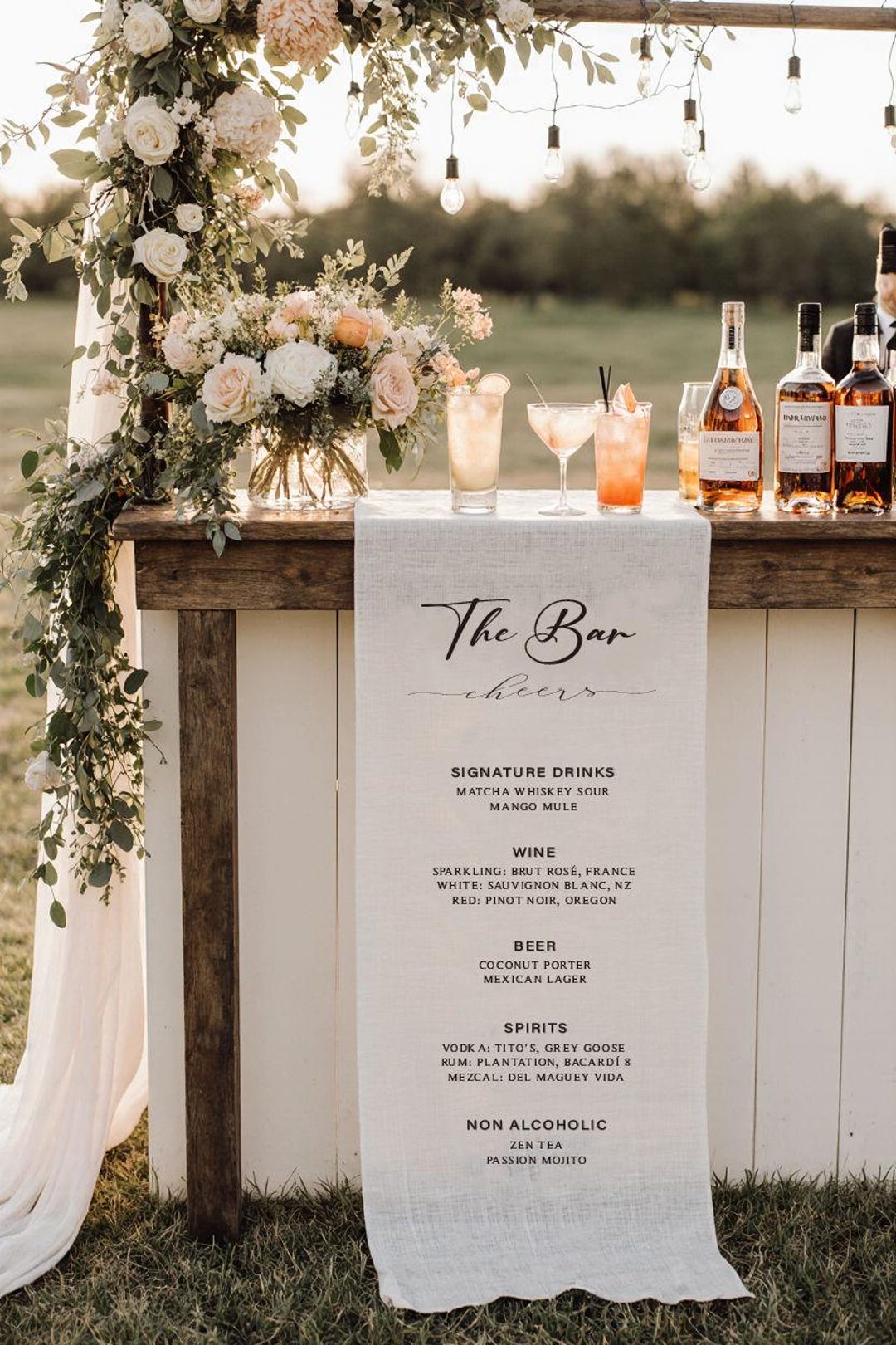 Fabric Bar Sign, Fabric Bar Menu, Wedding Bar Menu, Custom Linen Bar ...