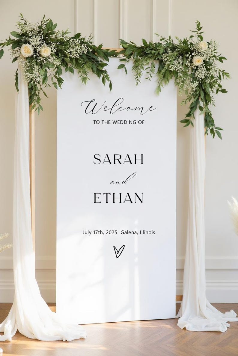 Custom Fabric Wedding Welcome Sign, Personalized Linen Wedding Sign ...