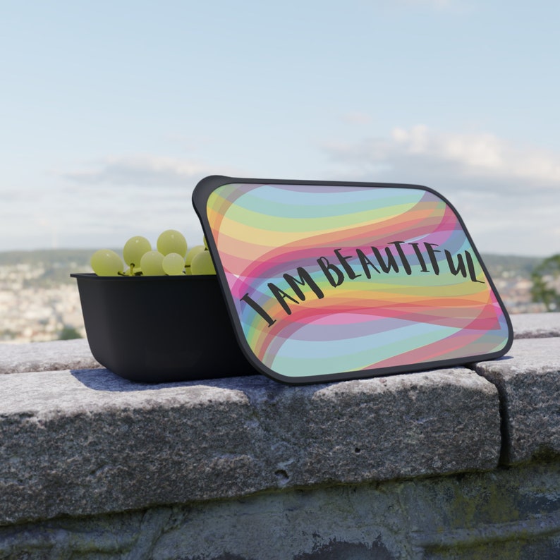 Rainbow "i Am Beautiful" PLA Bento Box With Band and Utensils - Etsy