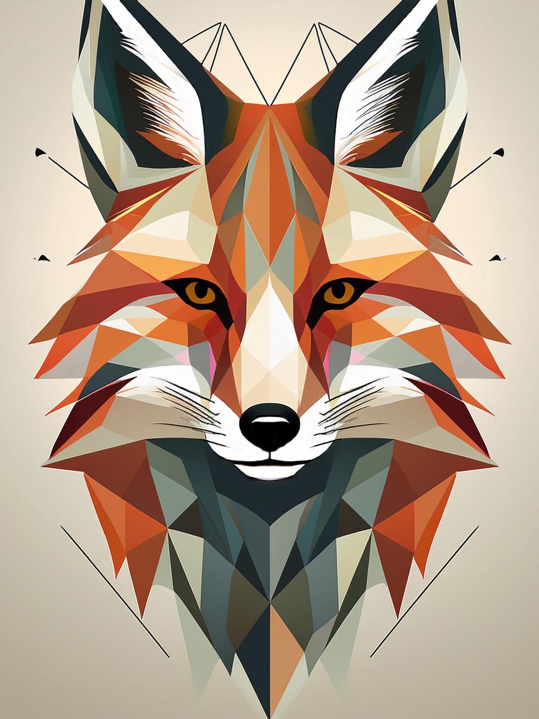 Geometric Fox Art Print Modern Animal Wall Decor, Geometric Wildlife ...