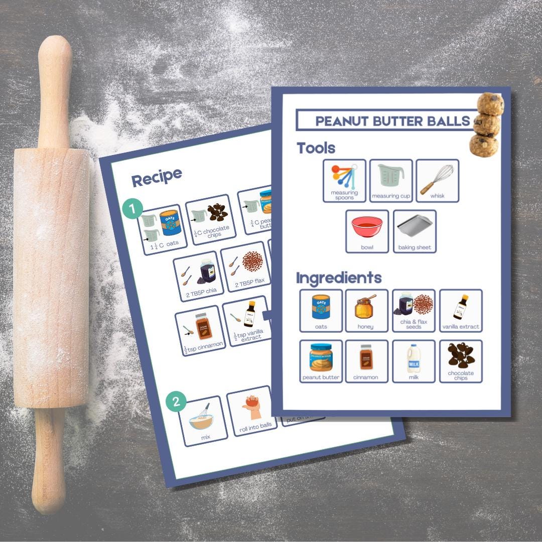 Toddler Visual Recipe Card - Peanut Butter Balls | Tools, Ingredients ...