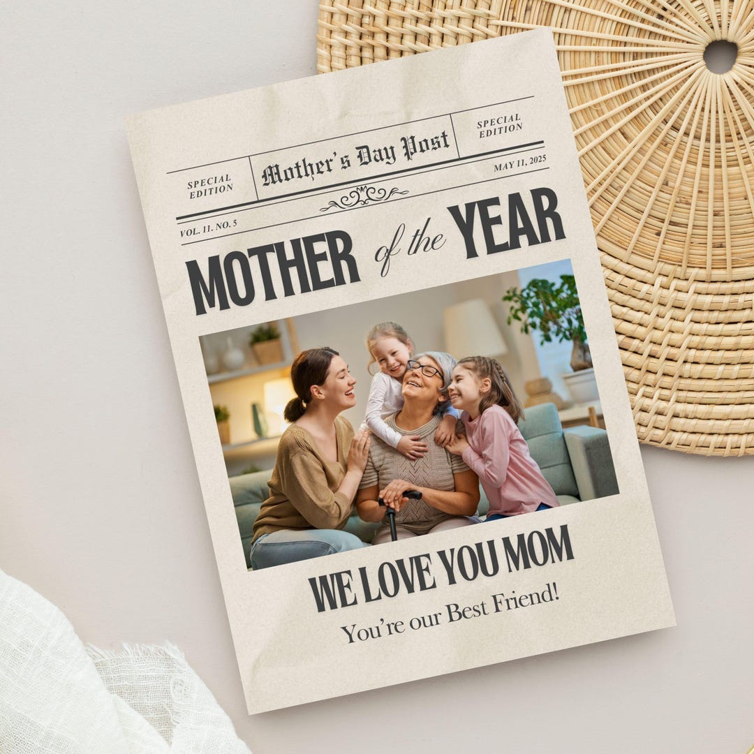 Mother's Day Newspaper Template: Personalized Photo Gift (canva ...
