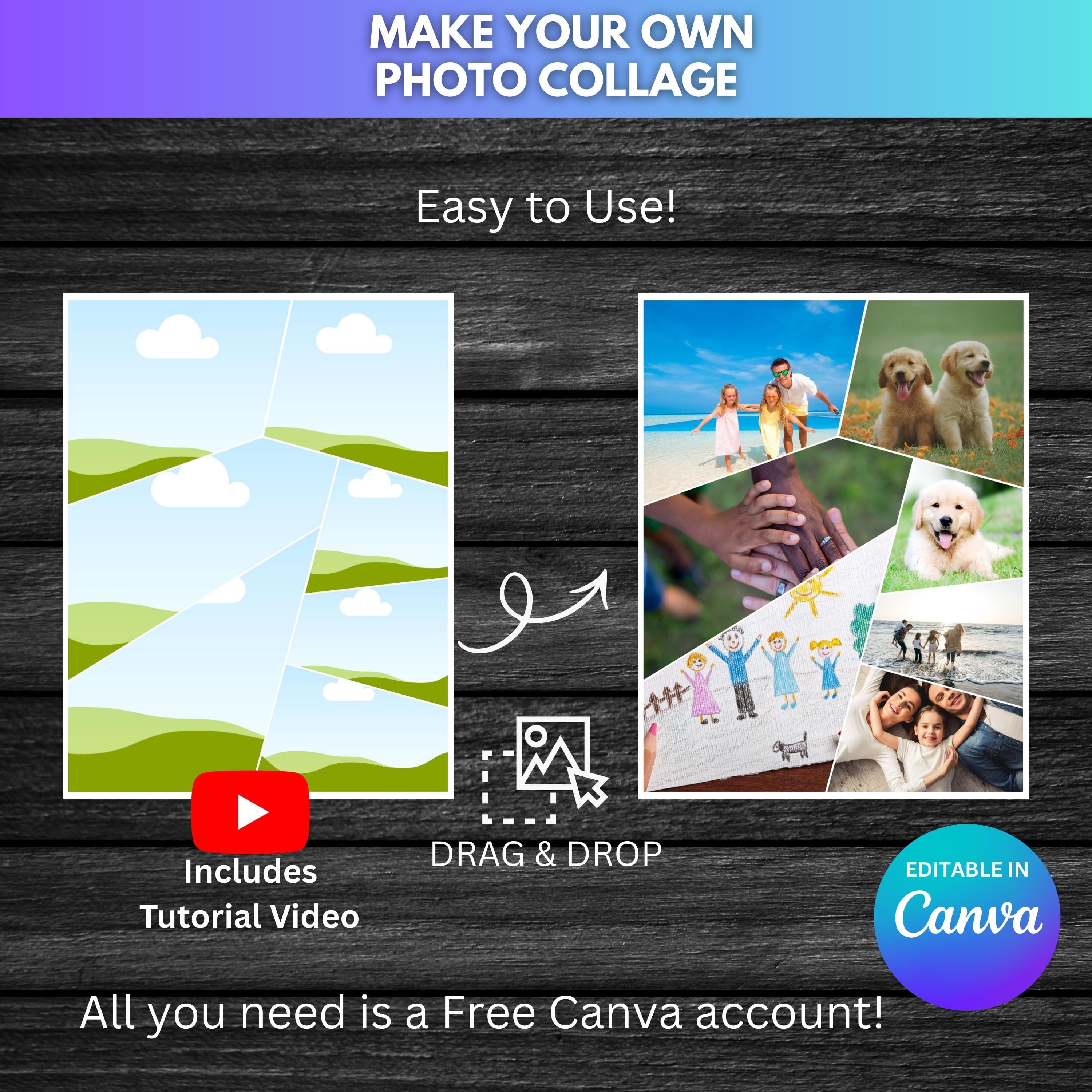 Photo Collage Frame Templates: Canva Editable, Drag & Drop Frames ...