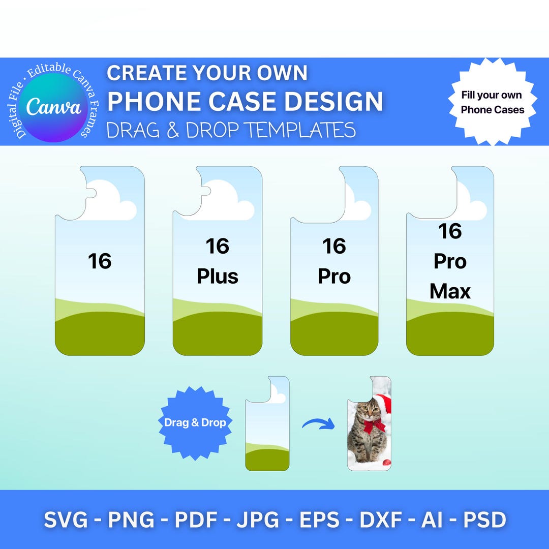IPhone 16 Case Templates, iPhone 16 Mockups, Editable Skin Templates ...