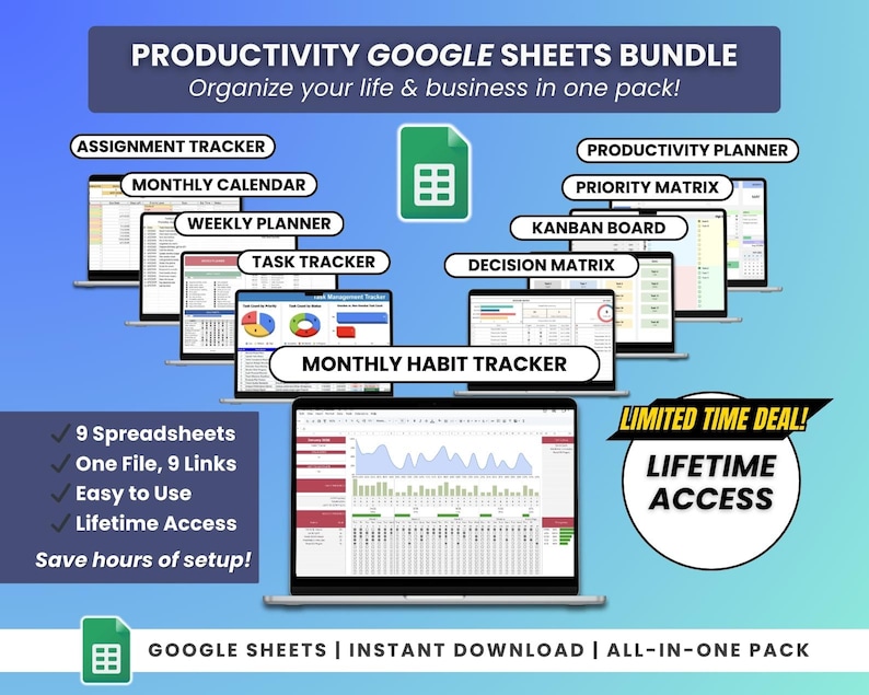 2026 Productivity Planner Bundle | Google Sheets Planners for Mindful ...