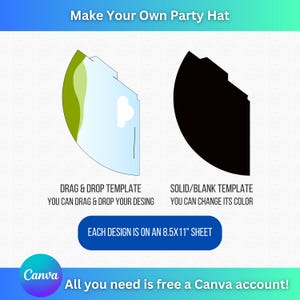 Party Hat Editable Template • Printable Party Favor • Canva Template ...