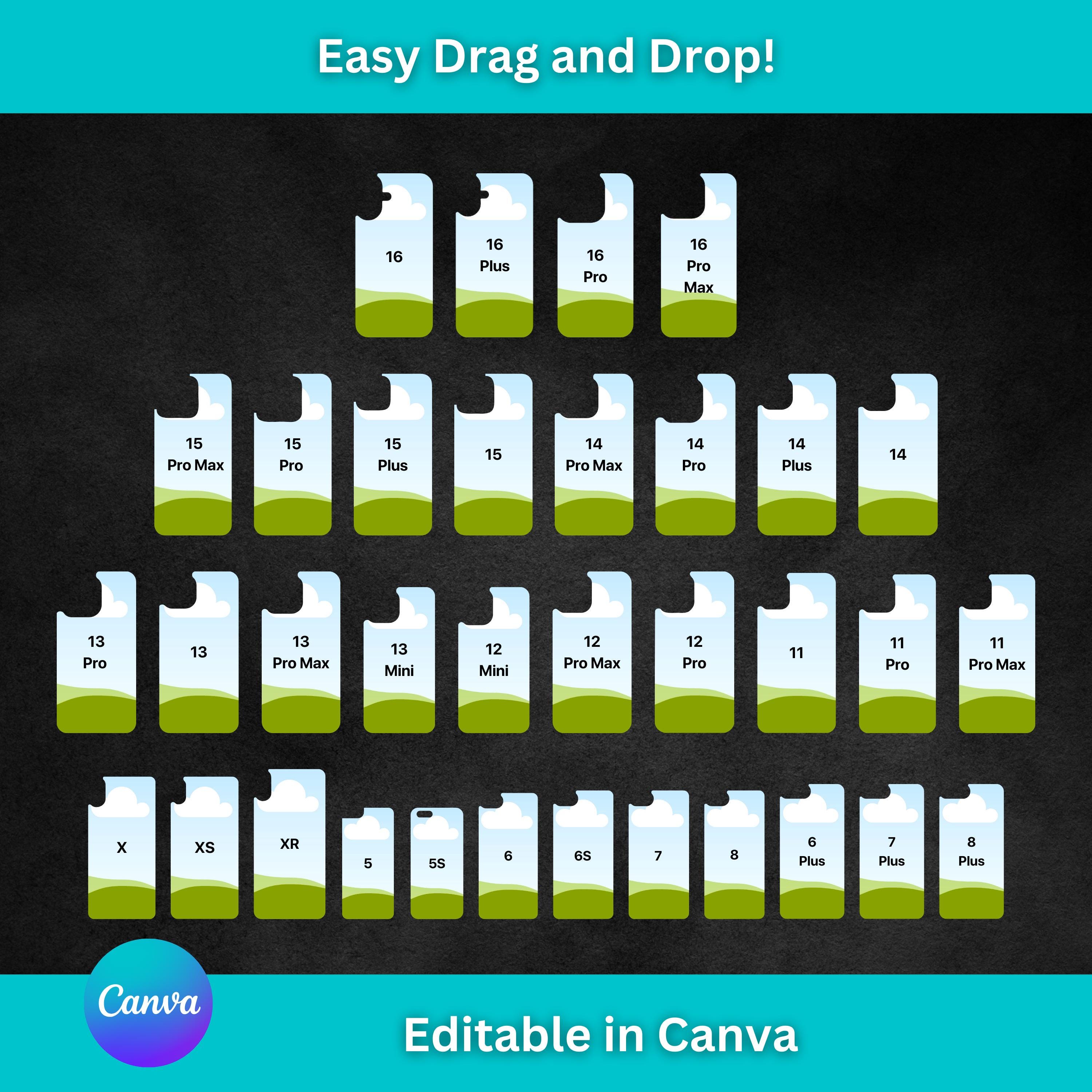 Editable Phone Case Template Bundle, iPhone 16 Pro Case Templates ...