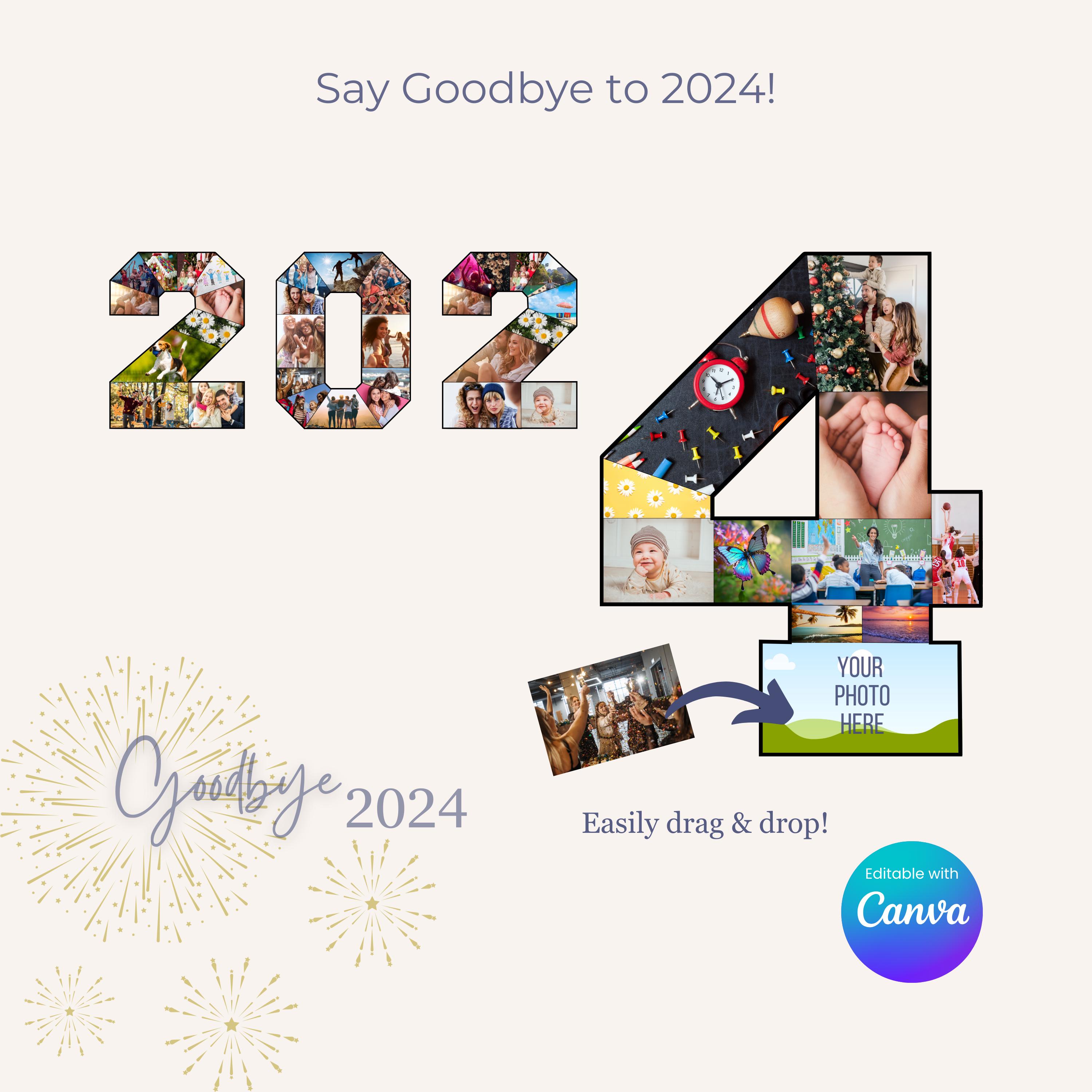 Goodbye 2024 Photo Collage Templates Bundle, New Year Celebration 2025 ...
