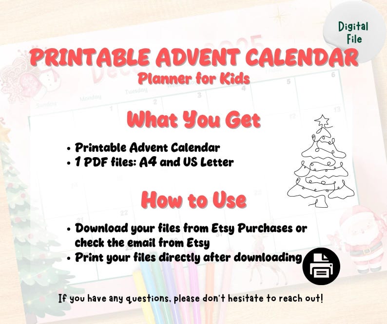 PRINTABLE Christmas 2025 Kids Planner: Colorful December 2025 Calendar ...
