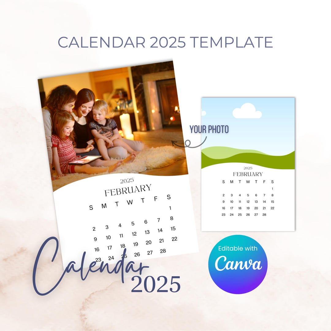Editable Photo Calendar 2025, 2025 Mini Calendar Template, Mini ...