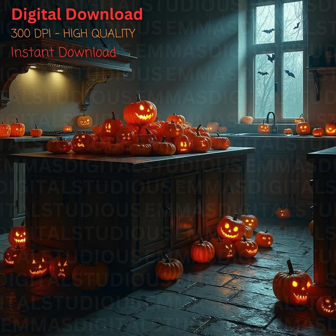Halloween Kitchen Horror Theme Png & Jpg, 90s Vibe Halloween Design Png ...
