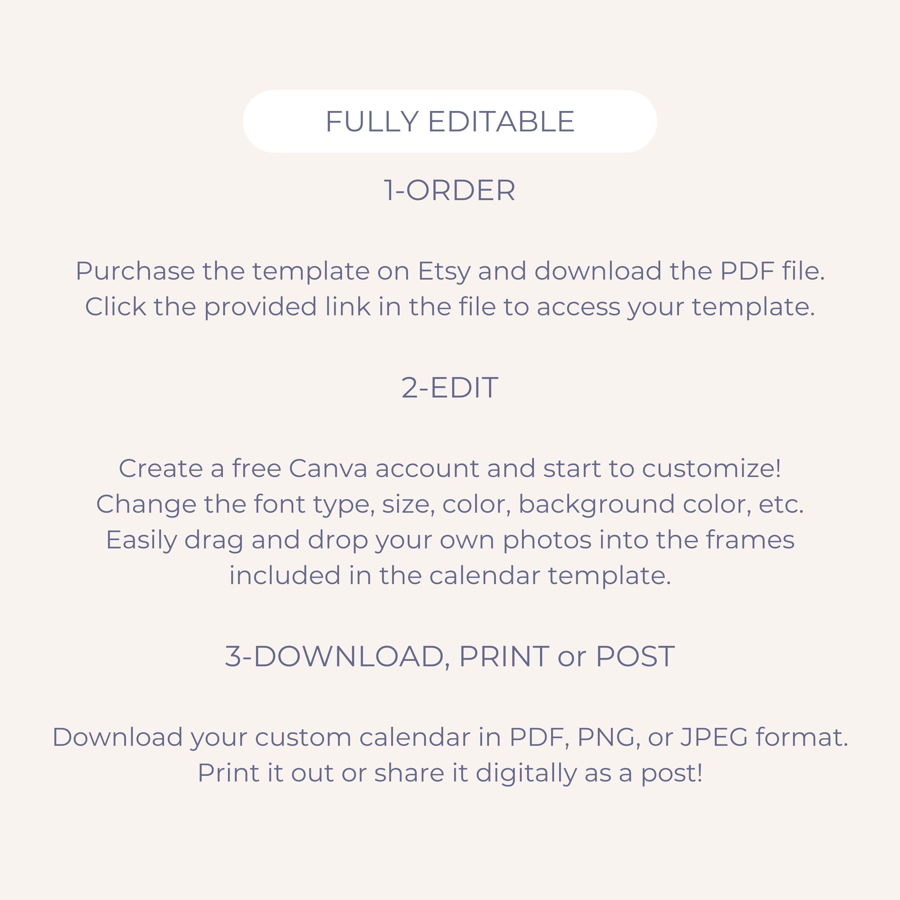 March 2025 Photo Calendar Template: Editable Canva Design (digital ...