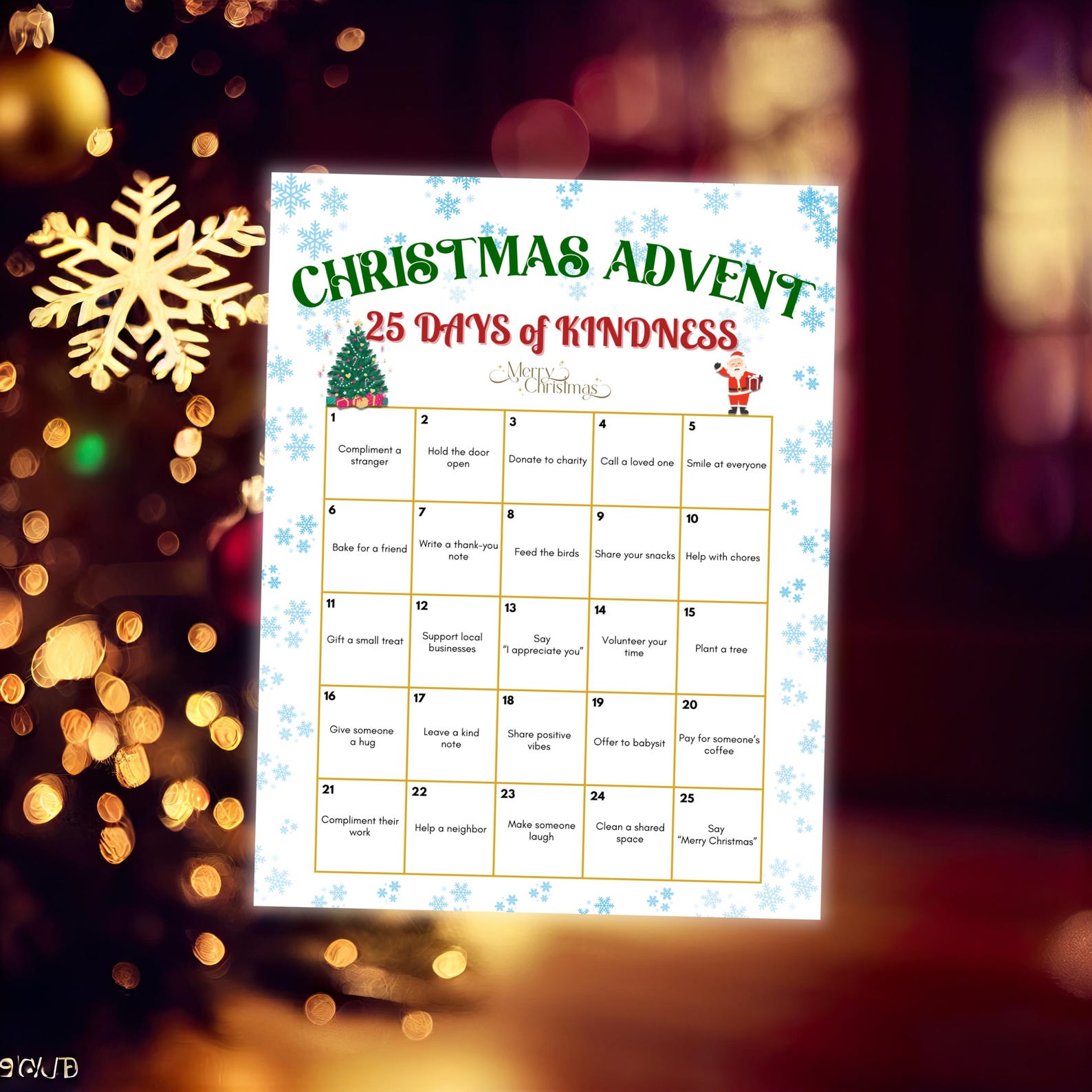 Editable 25 Days of Kindness Calendar, December 2024 Printable ...