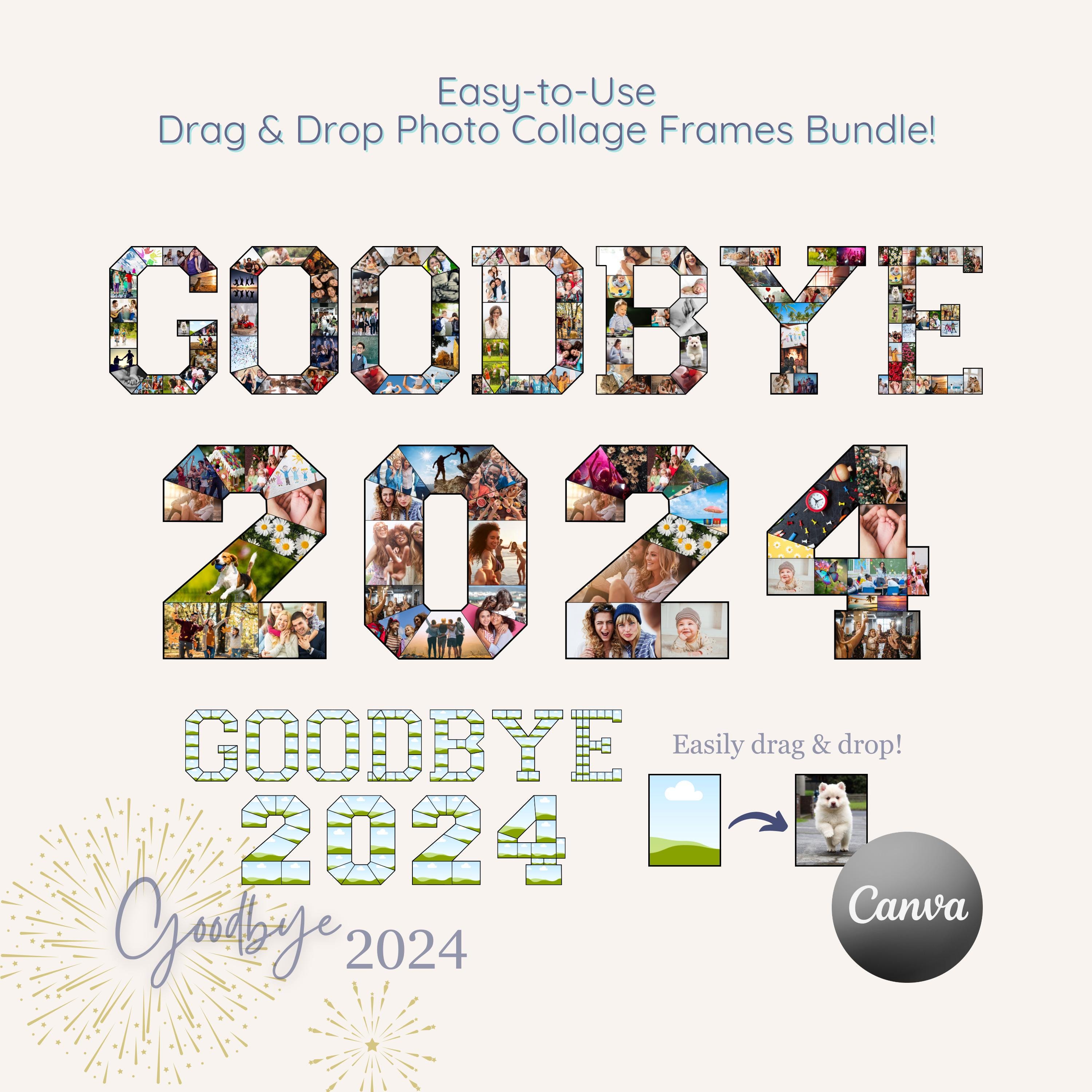 Goodbye 2024 Photo Collage Templates Bundle, New Year Celebration 2025 ...