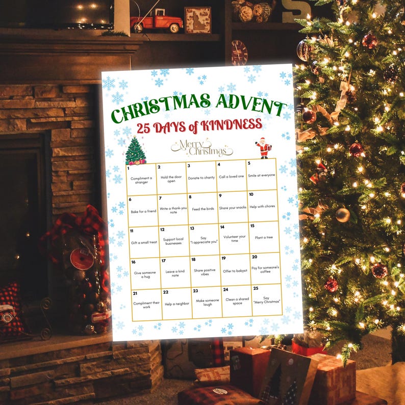 Editable 25 Days of Kindness Calendar, December 2024 Printable ...