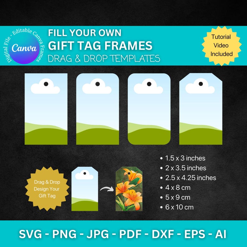 Editable Gift Tag Templates: Canva Drag & Drop Frames (digital Download ...