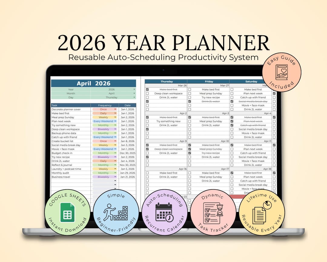 2026 Google Sheets Planner: Auto-scheduling Daily, Weekly, Monthly Task ...