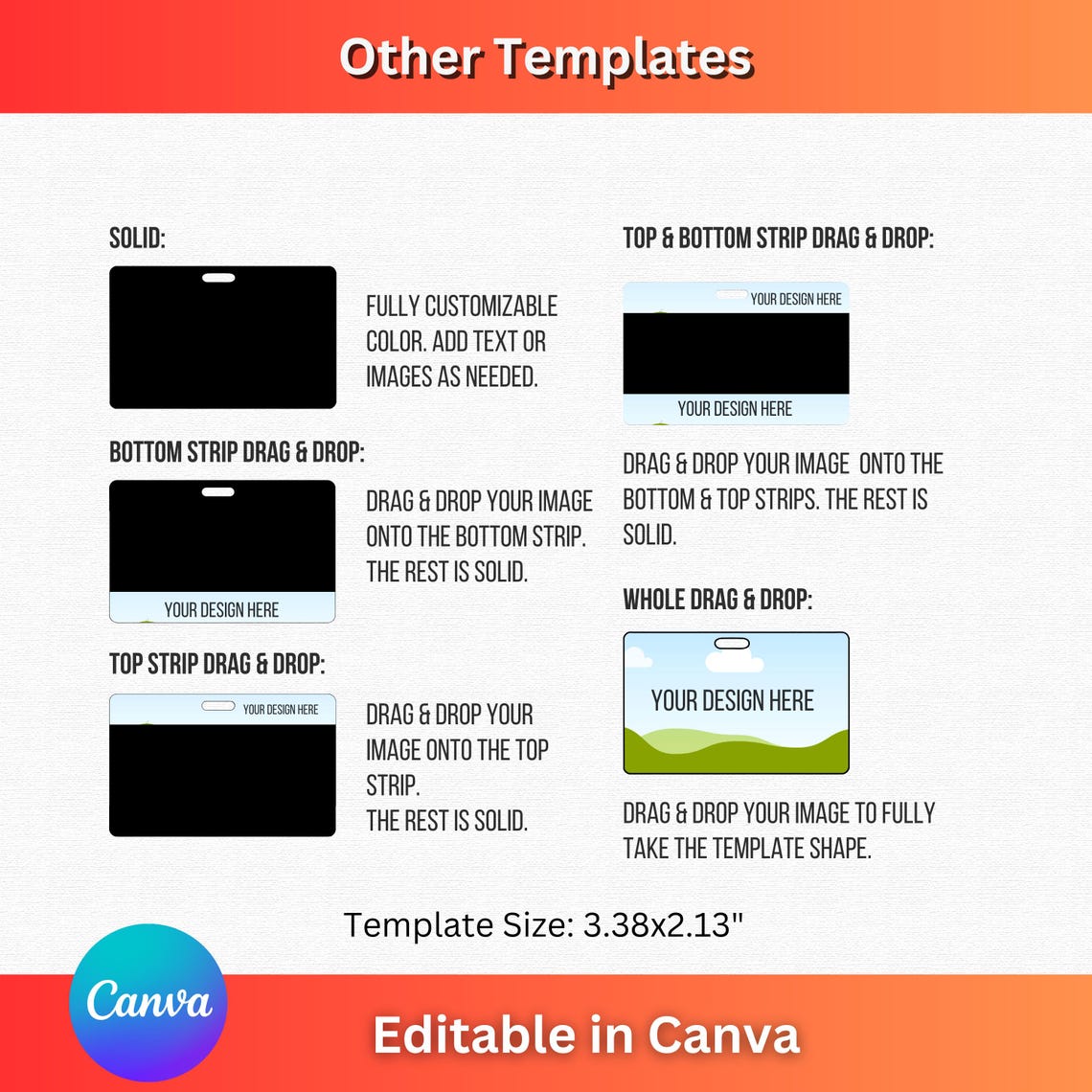 Editable Employee ID Card Templates: Photo Work Badge (canva Digital ...
