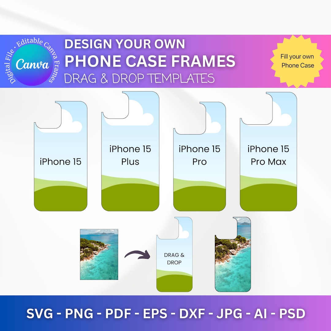 IPhone 15 Phone Casetemplates, Editable Phone Case Mockups, iPhone 15 ...
