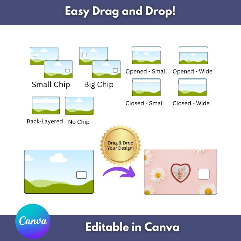 Bank Card Skin Templates, Debit Card Decal Templates, Canva Drag & Drop ...