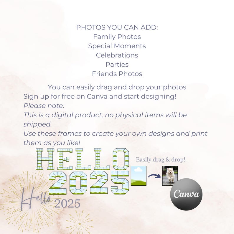 2025 Photo Collage Canva Frame, Hello 2025 Frames for New Year ...